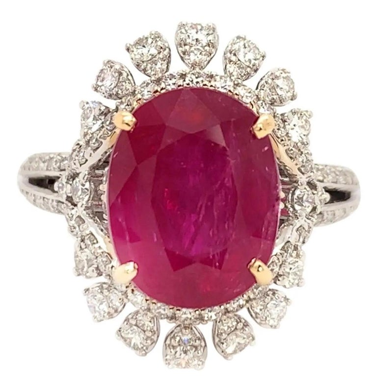 Ruby Diamond Necklace Set and Ring at 1stDibs