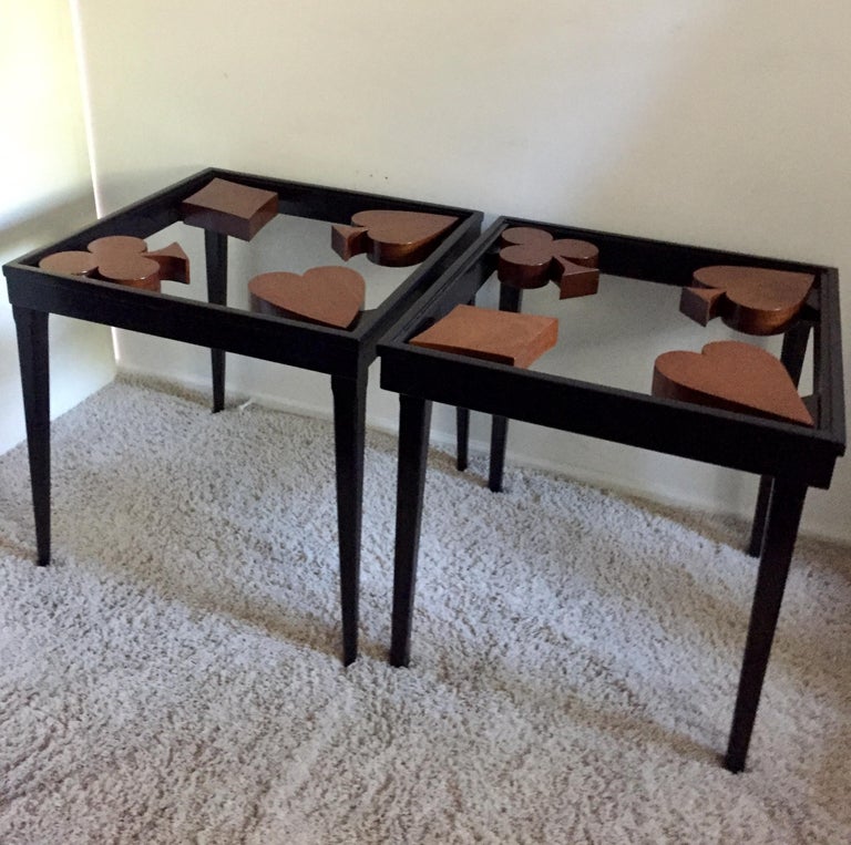 Card Table or Game Table Handcrafted with Spade Club Diamond Heart ...