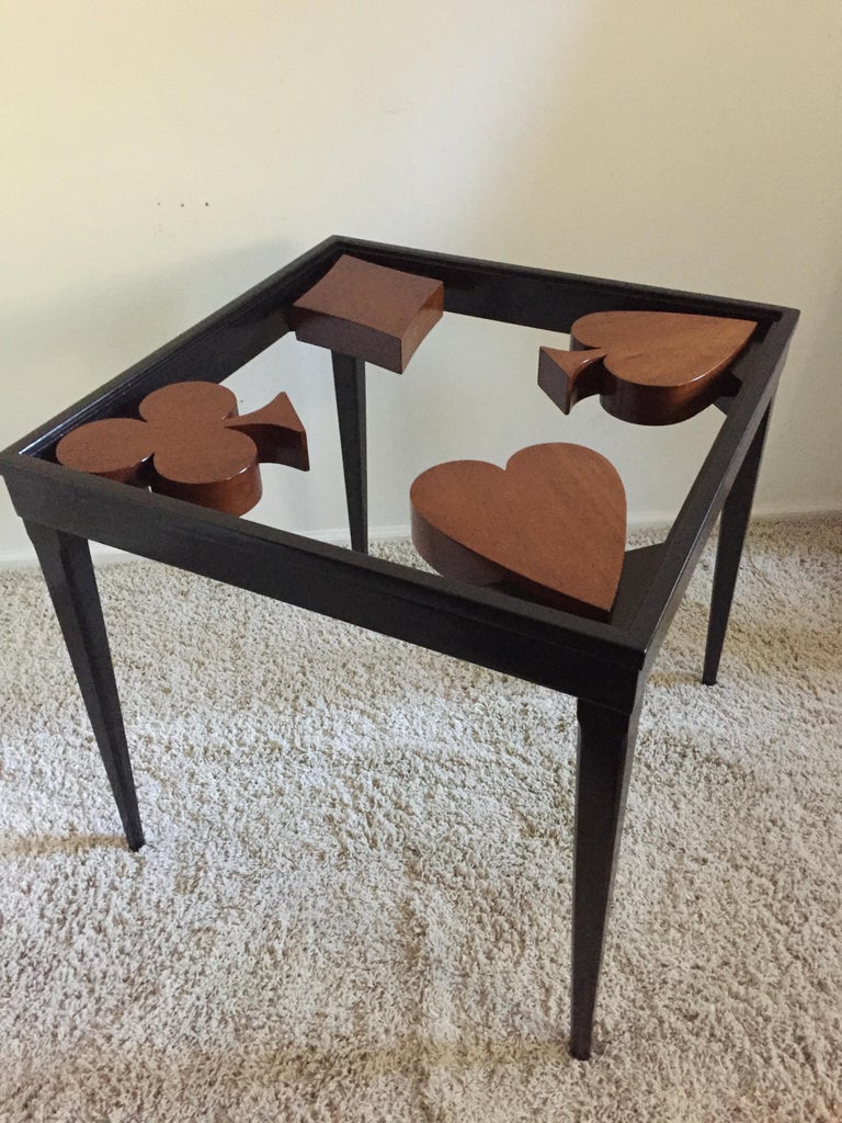 Card Table or Game Table Handcrafted with Spade Club Diamond Heart ...