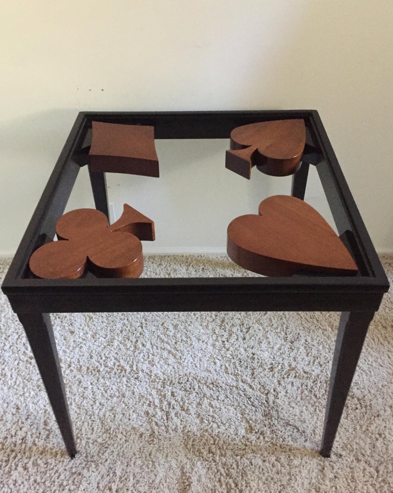 Card Table or Game Table Handcrafted with Spade Club Diamond Heart ...