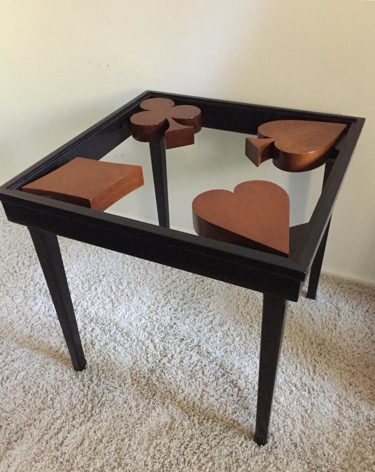 Card Table or Game Table Handcrafted with Spade Club Diamond Heart ...