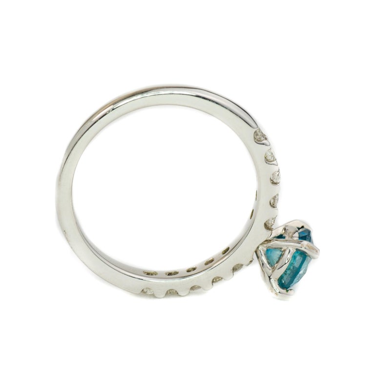 Caribbean Blue Diamond Ring with VS Diamonds on Band For Sale at 1stDibs
