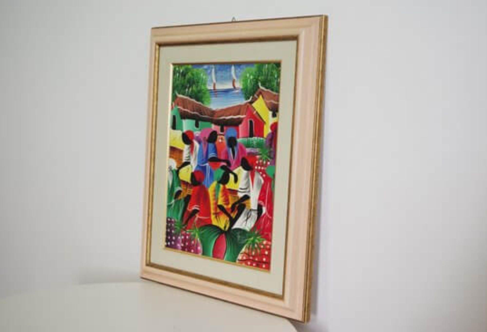 Caribbean Painting in Decorative Frame-A Vibrant Expression of Island ...