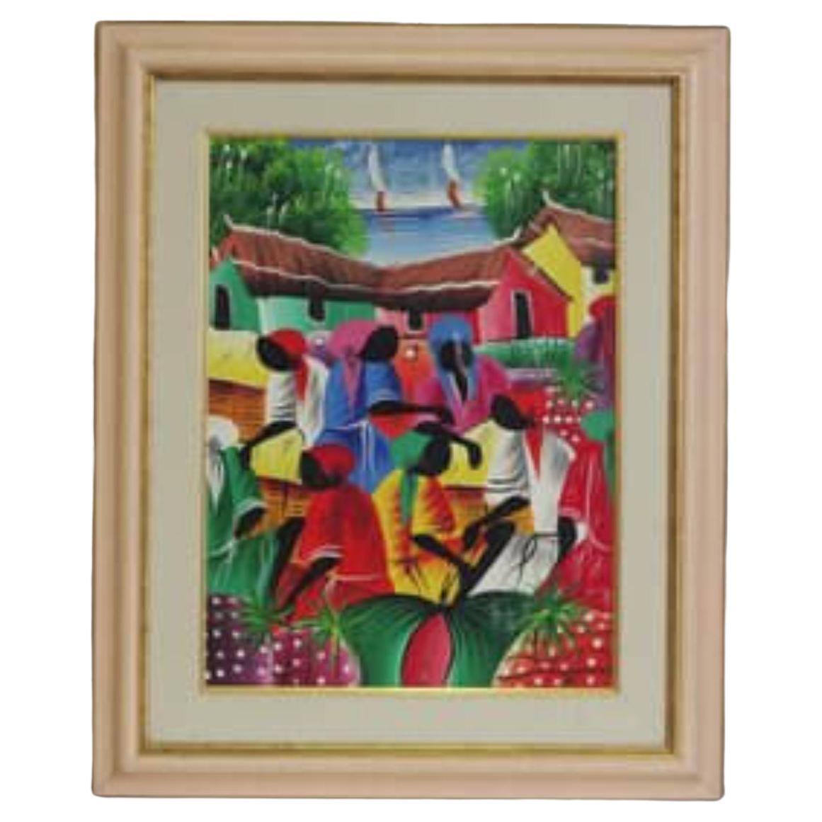 Caribbean Painting in Decorative Frame-A Vibrant Expression of Island ...