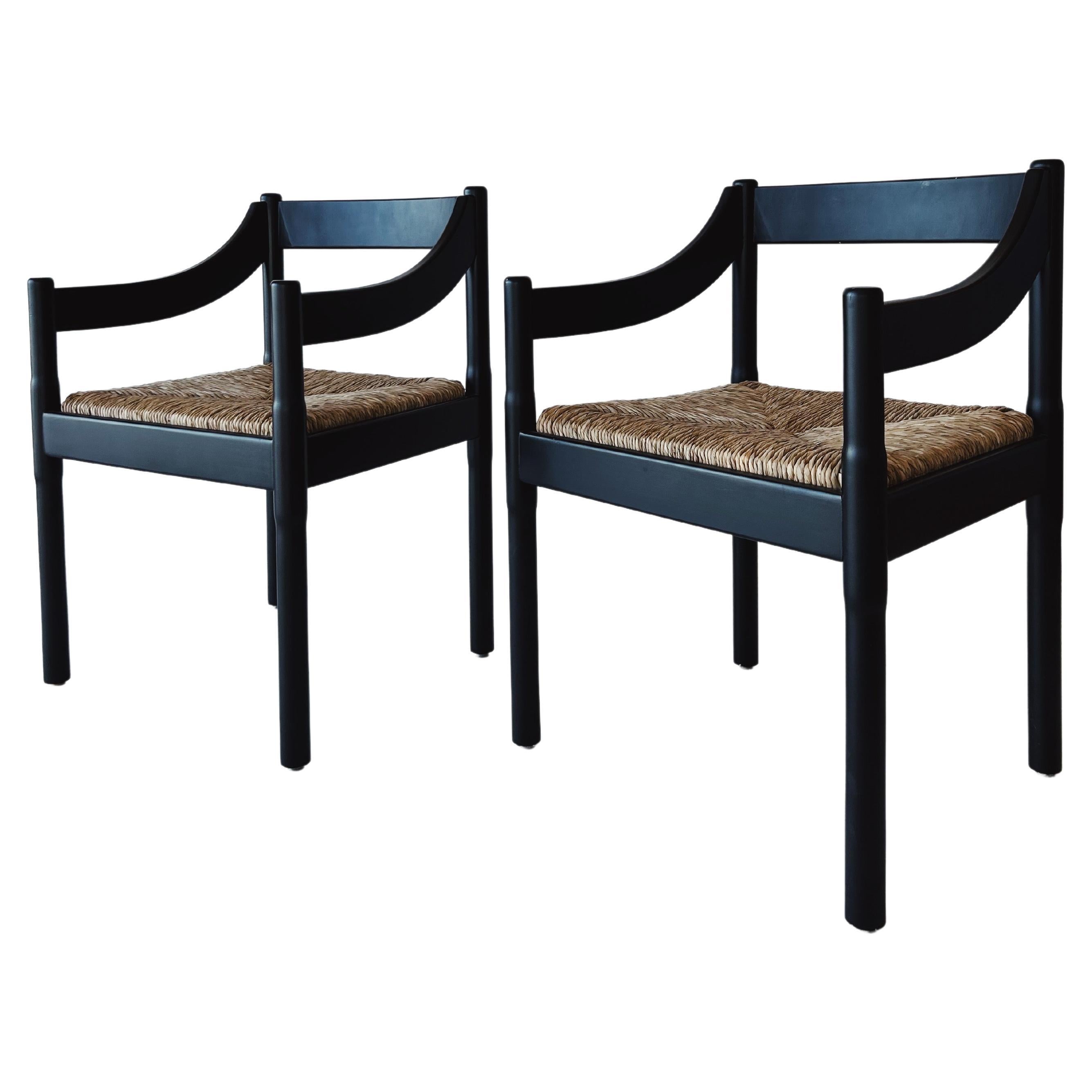 Vico Magistretti for Cassina Set of Six Early '905' Armchairs in Red ...