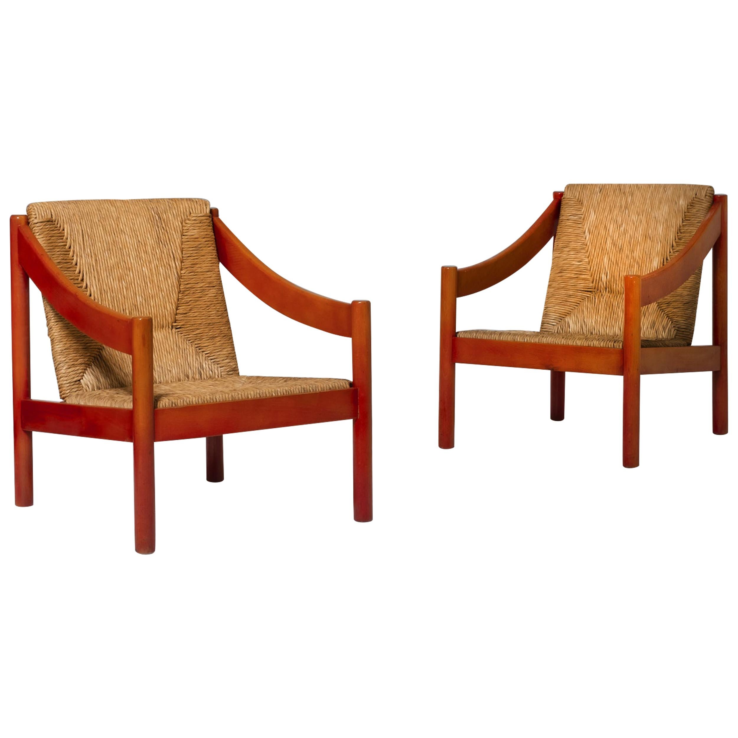 Carimate Easy Chairs by Vico Magistretti, Four Chairs Available at 1stDibs