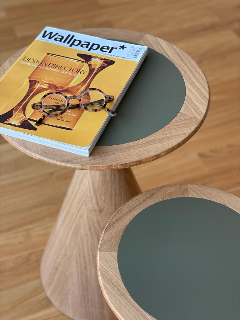 Carioca Large Sidetable and Stool in Freijo Wood For Sale at 1stDibs