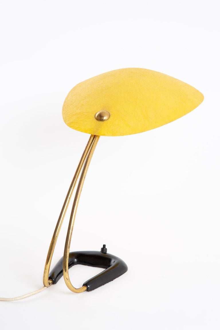 Brass Desk Lamp with Yellow Fiberglass Diffuser at 1stDibs