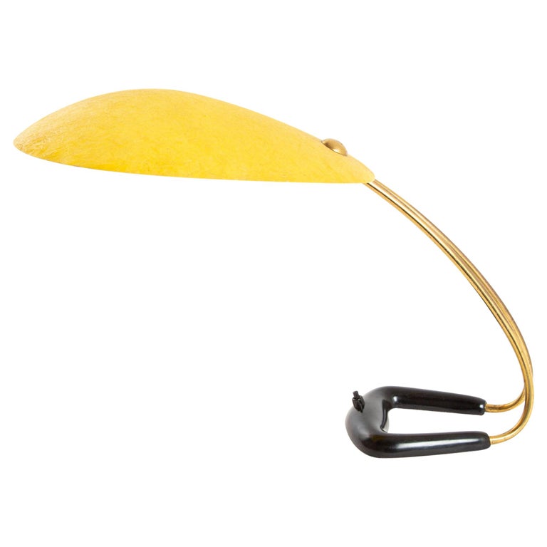 Brass Desk Lamp with Yellow Fiberglass Diffuser at 1stDibs