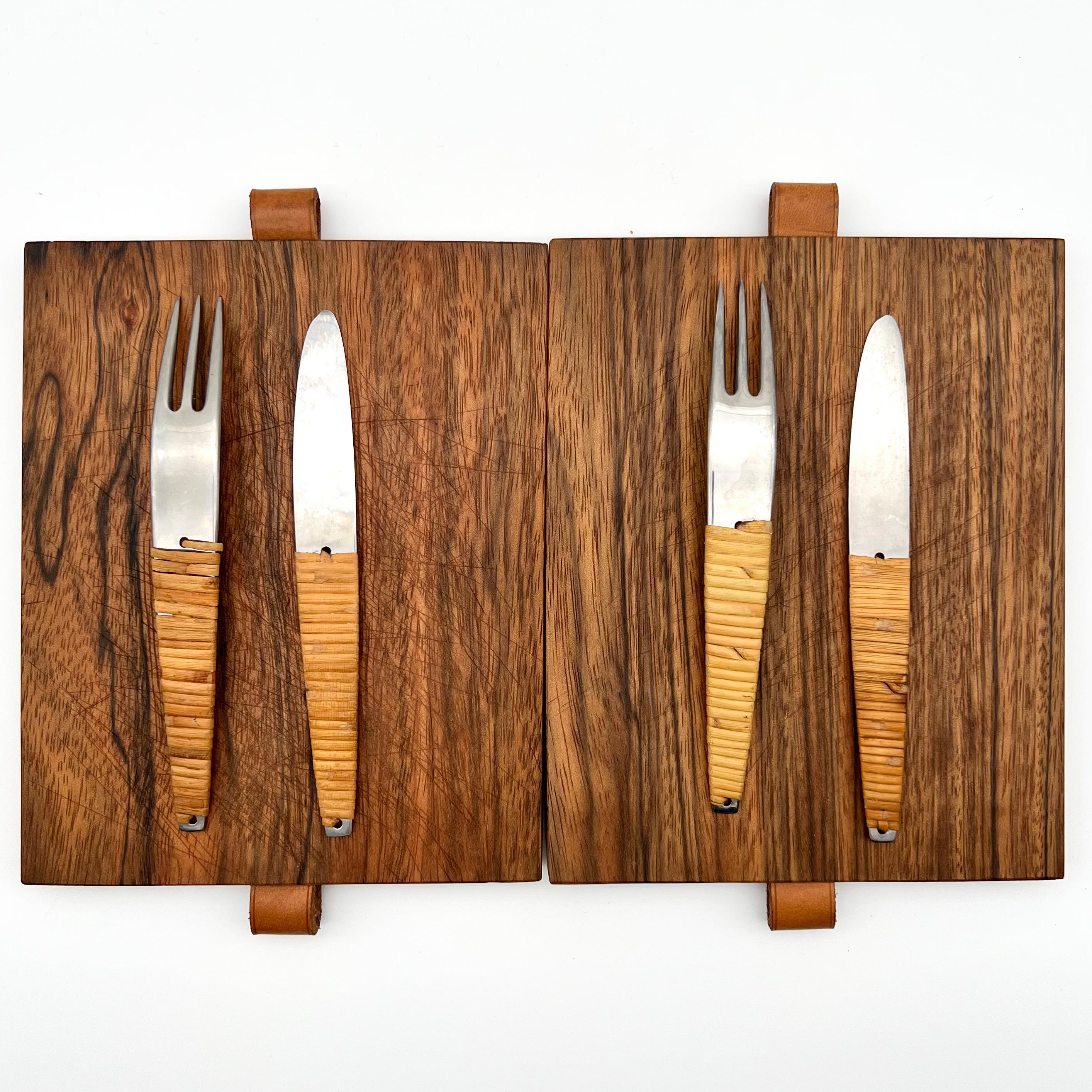 2 sets of Carl Aubock Cutting Boards and Knife and Fork, 1950s at ...