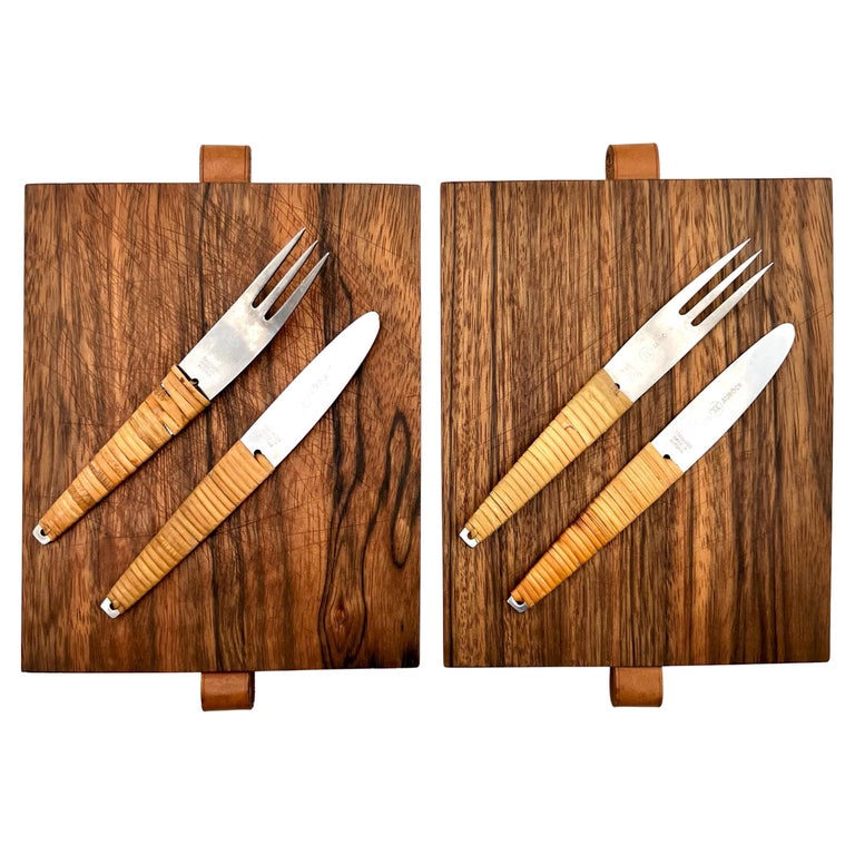 2 sets of Carl Aubock Cutting Boards and Knife and Fork, 1950s at ...