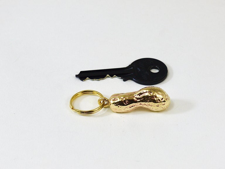 Carl Auböck Handcrafted Midcentury Peanut Brass Figurine Key Ring Chain ...
