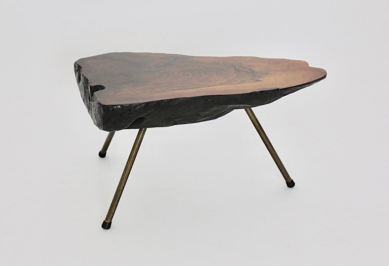 Organic Modern Mid-Century Modern Vintage Walnut Tree Trunk Table 1950s ...
