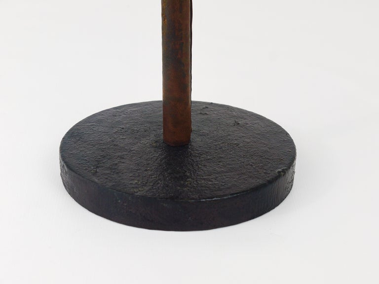 Carl Aubock Modernist Walnut Leather Candlestick Candle Holder, Austria ...