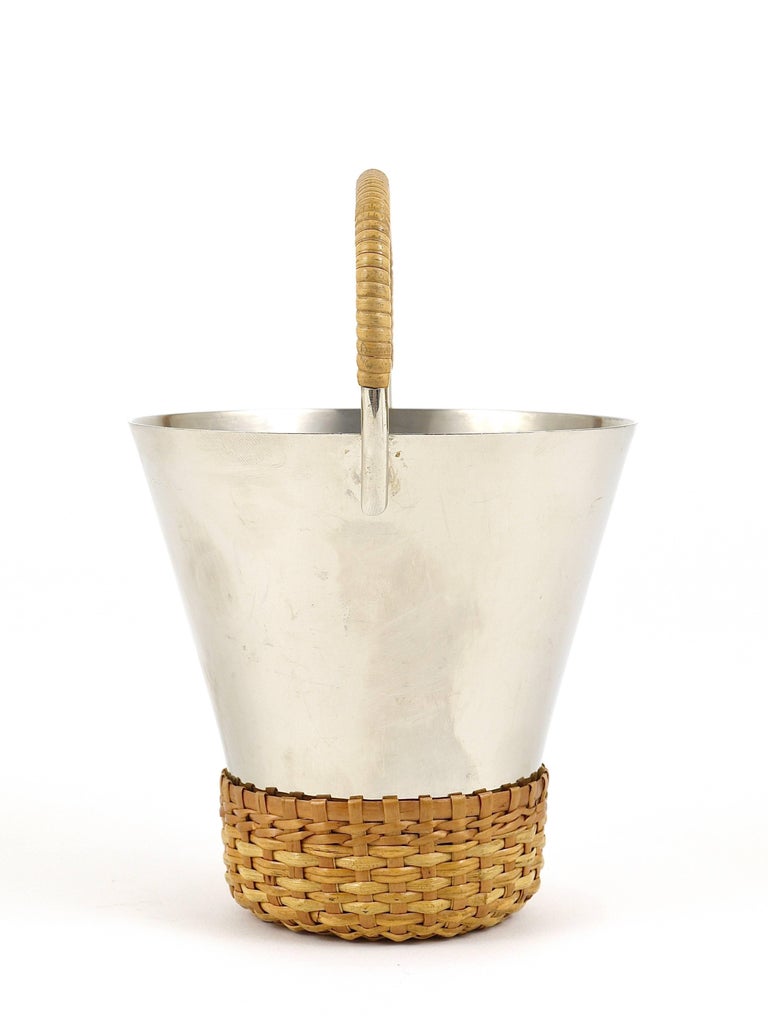 Carl Auböck Nickel-Plated Ice Bucket and Tongs, Brass, Austria, 1950s ...