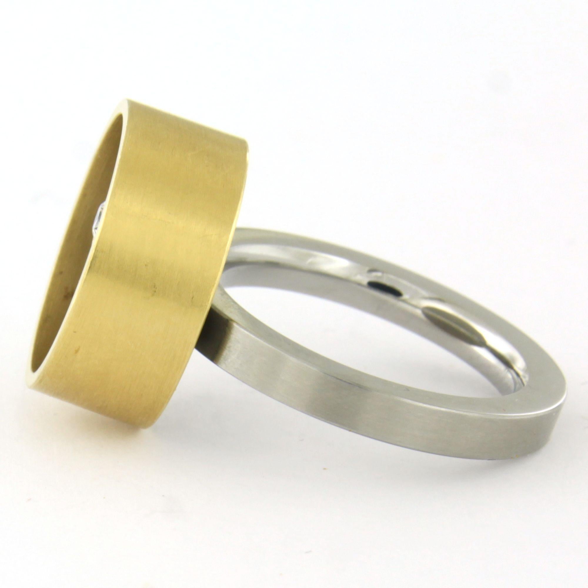 CARL DAU ring with blue enamel and brilliant cut diamond 18k gold and ...
