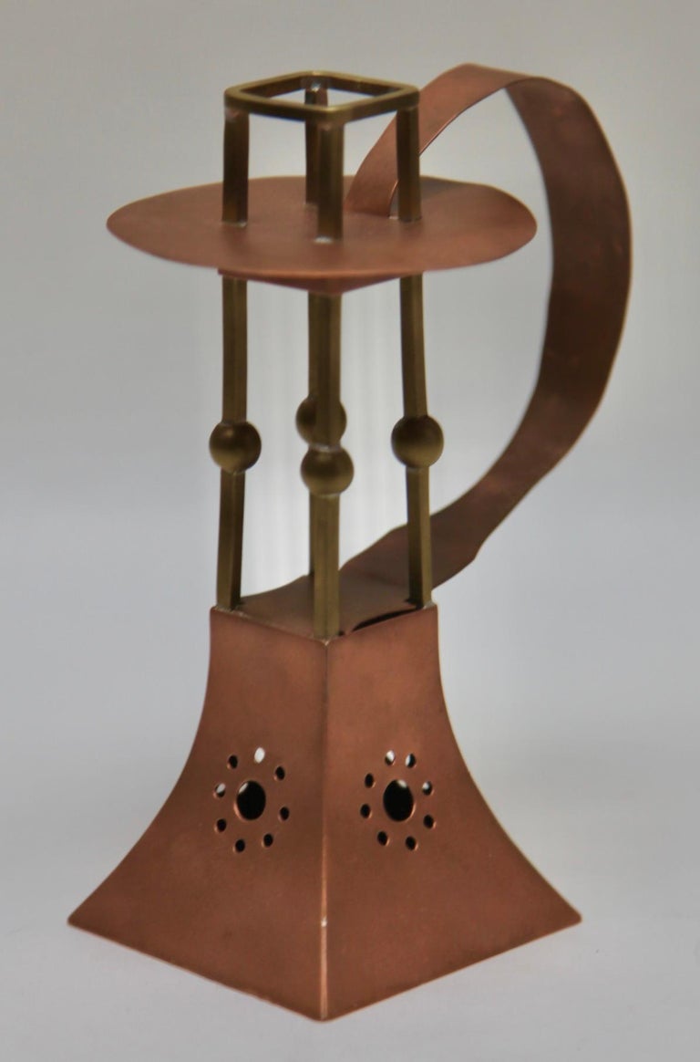 Carl Deffner, Esslingen Arts and Crafts Copper and Brass Candleholder ...