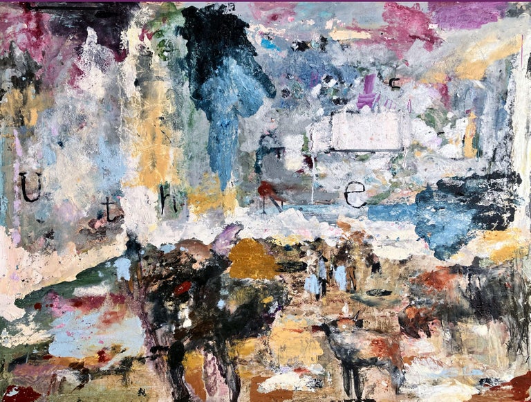 C. Dimitri - Tintern Abbey, bold colorful brushwork blues pinks earth ...