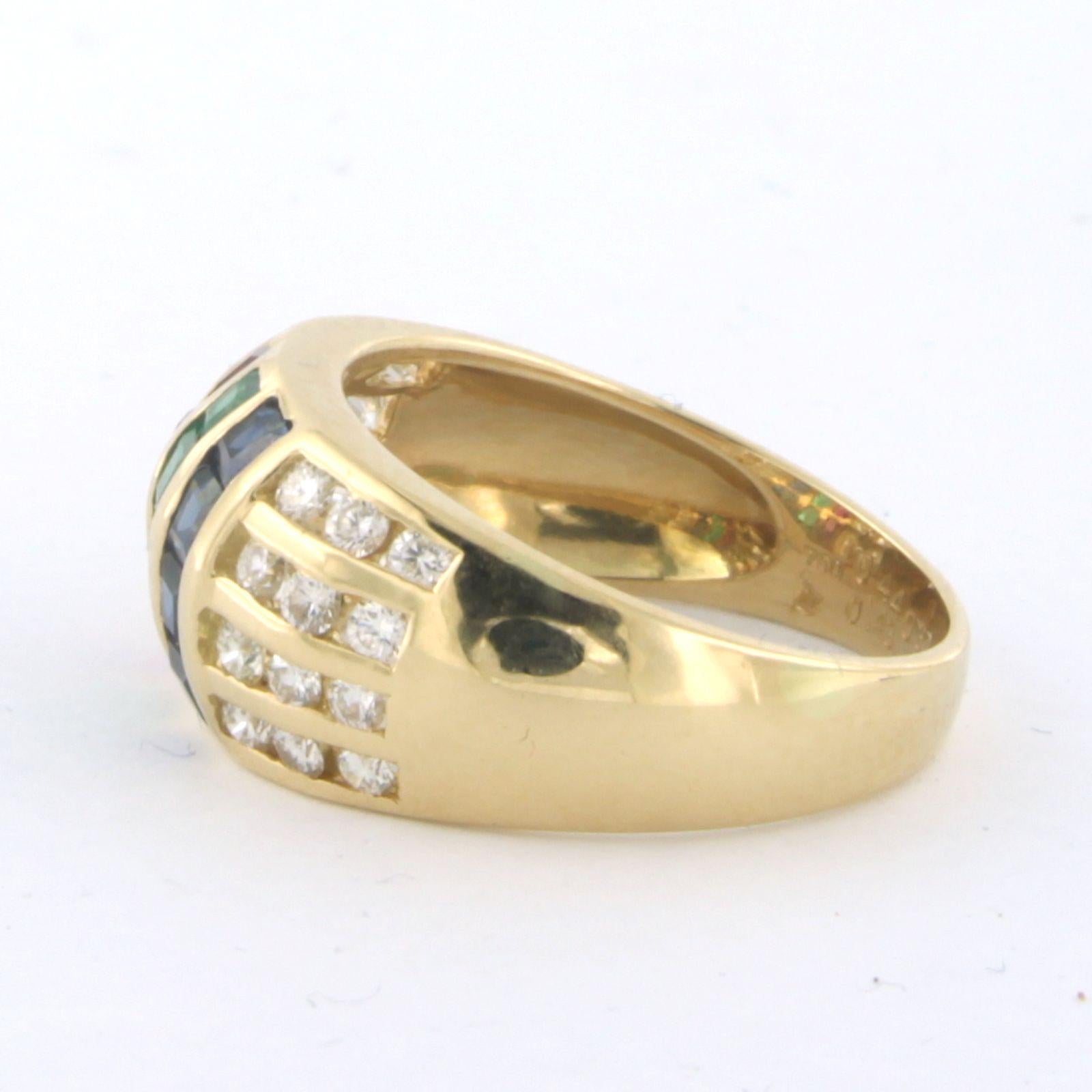 CARL F. BUCHERER Ring with Emerald, Sapphire, Ruby and diamonds 18k ...