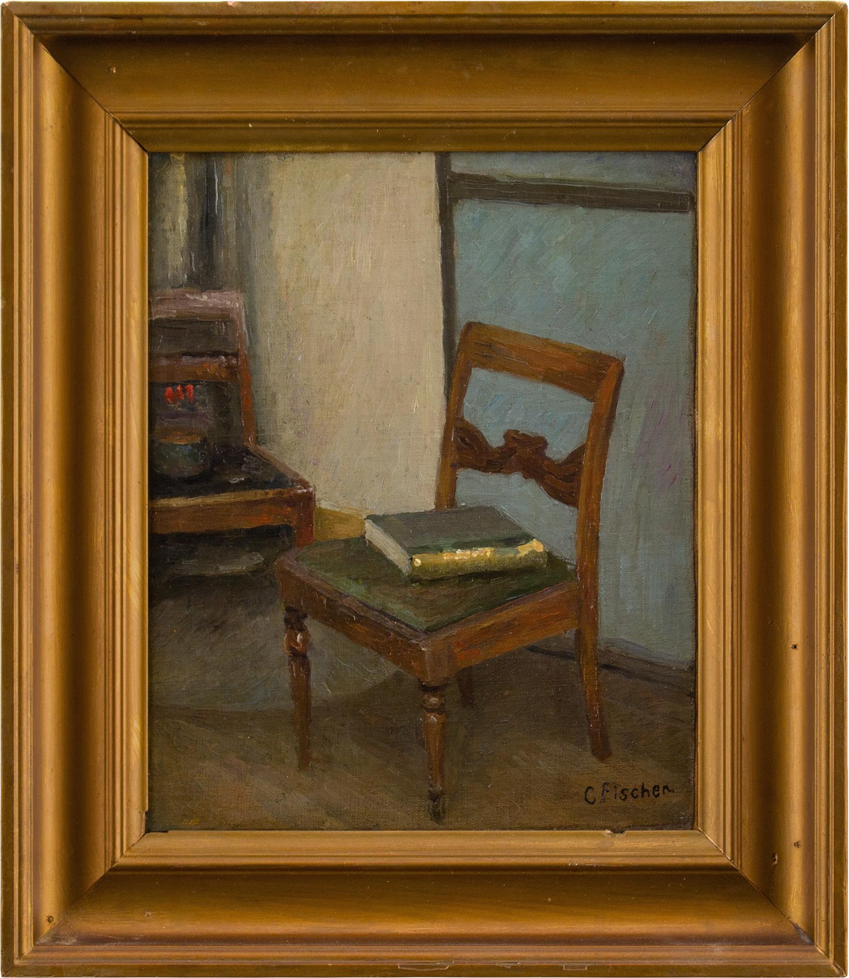 Carl Fischer - Carl Fischer, Interior With Chairs and Book, Oil ...