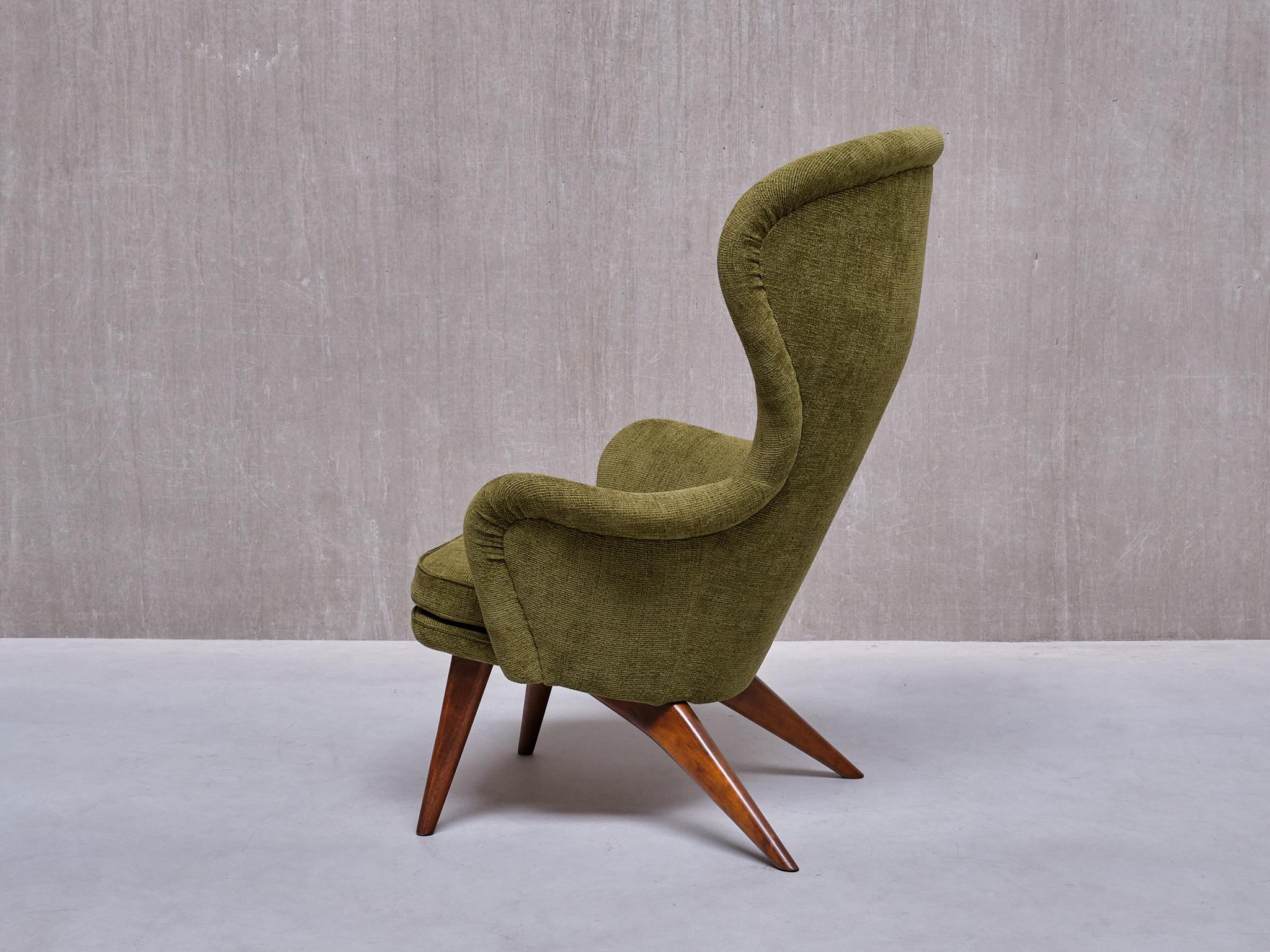Carl-Gustav Hiort Af Ornäs Armchair in Green Chenille and Birch ...