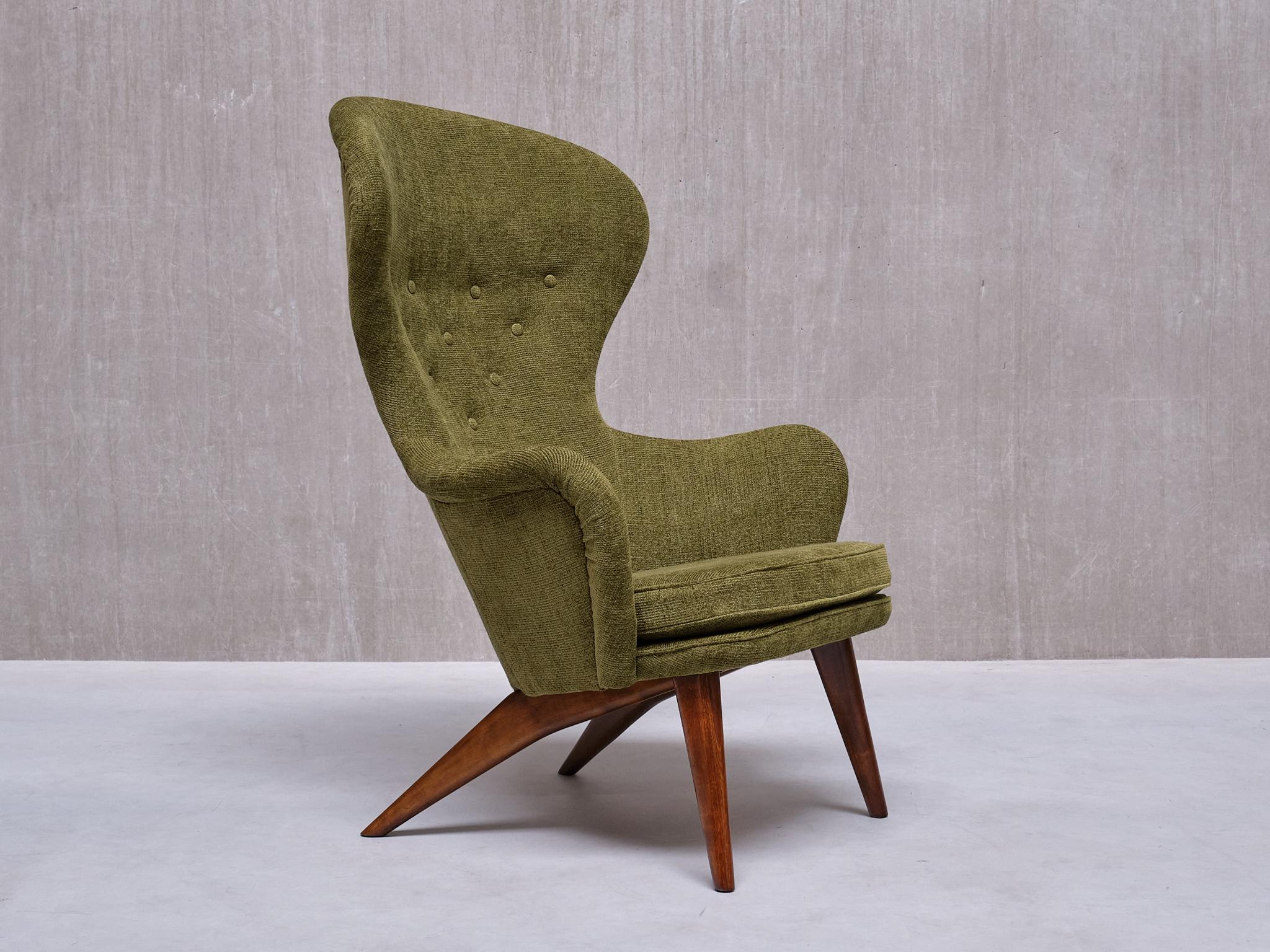 Carl-Gustav Hiort Af Ornäs Armchair in Green Chenille and Birch ...
