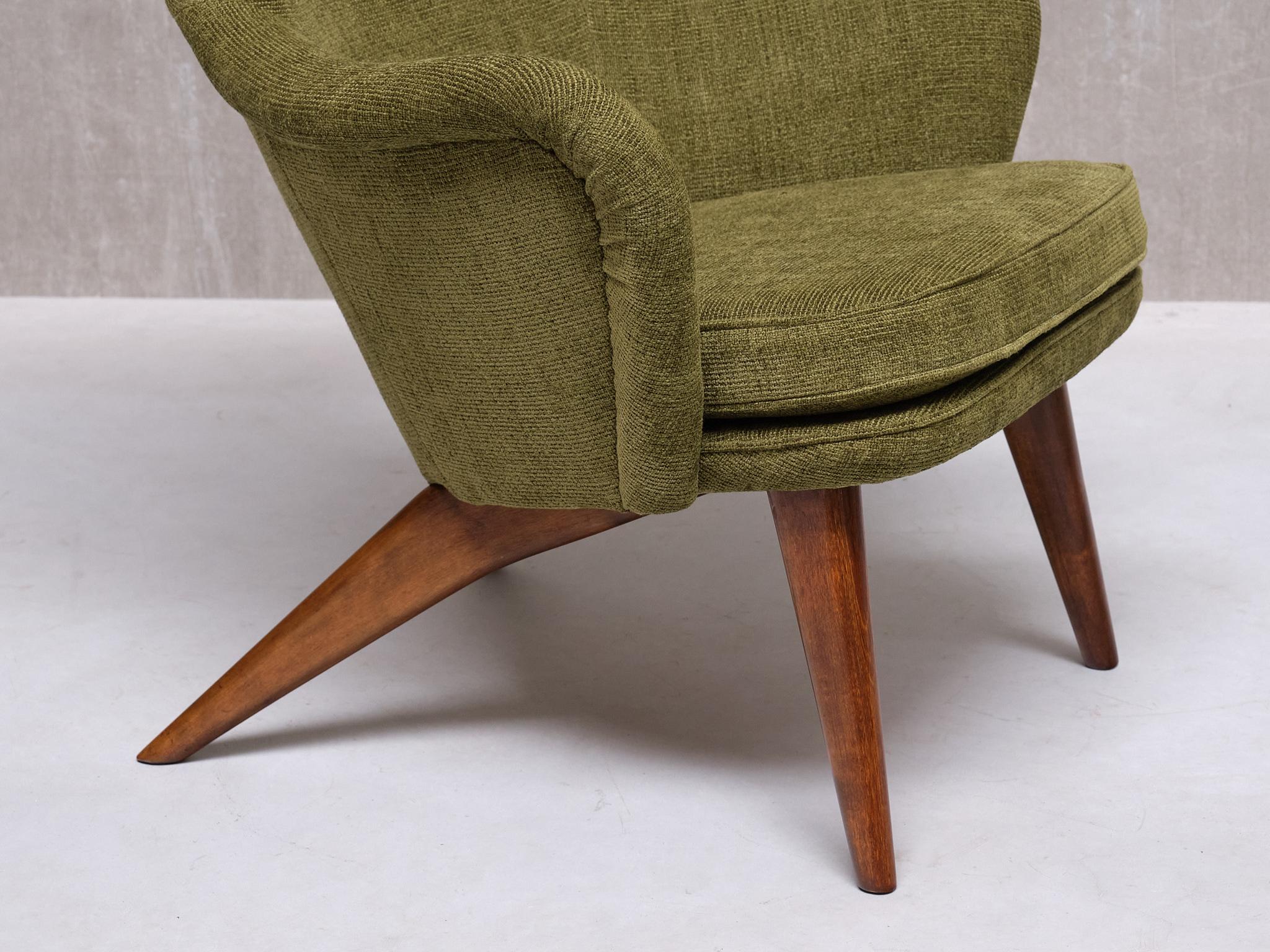 Carl-Gustav Hiort Af Ornäs Armchair in Green Chenille and Birch ...