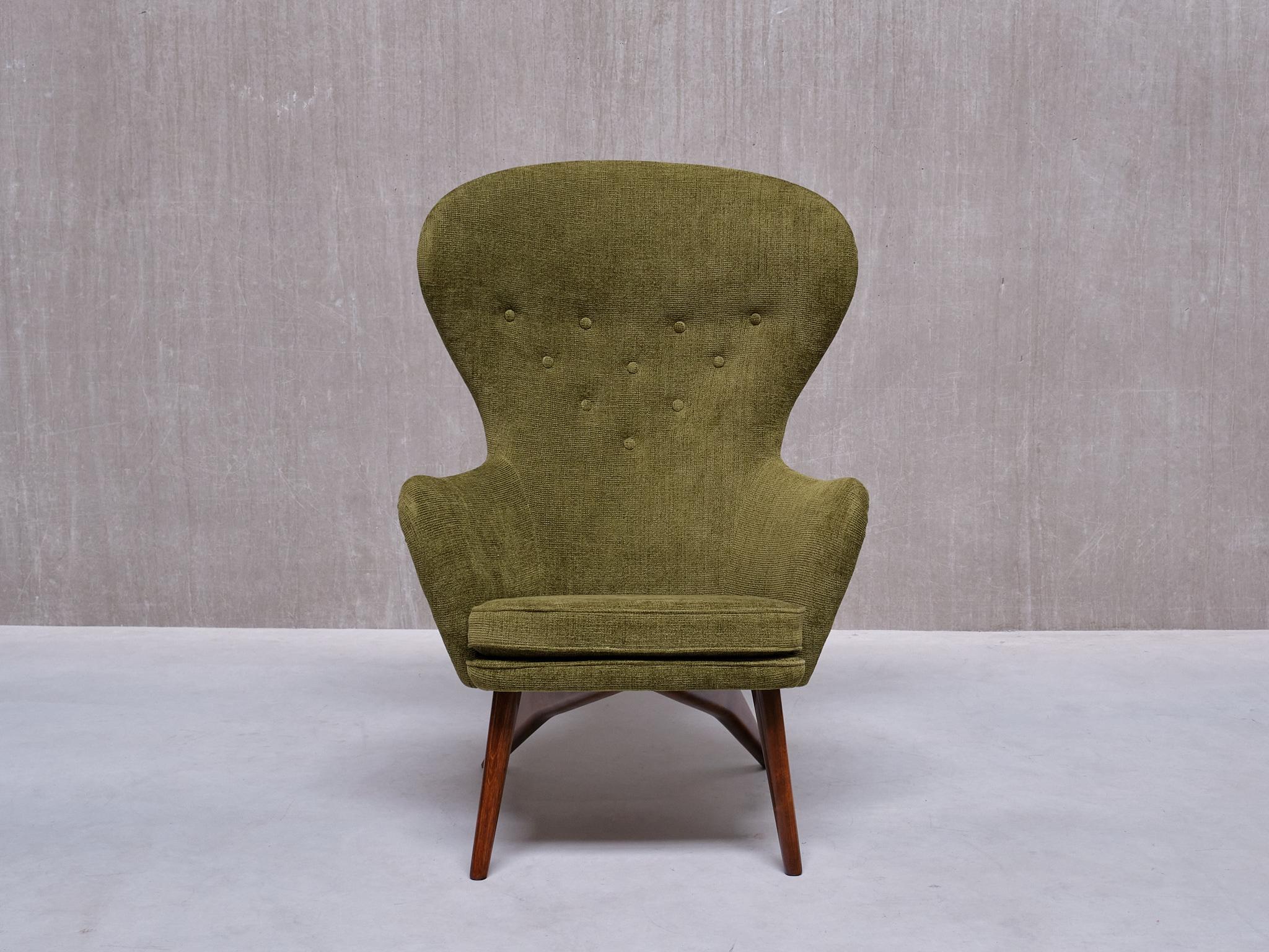 Carl-Gustav Hiort Af Ornäs Armchair in Green Chenille and Birch ...