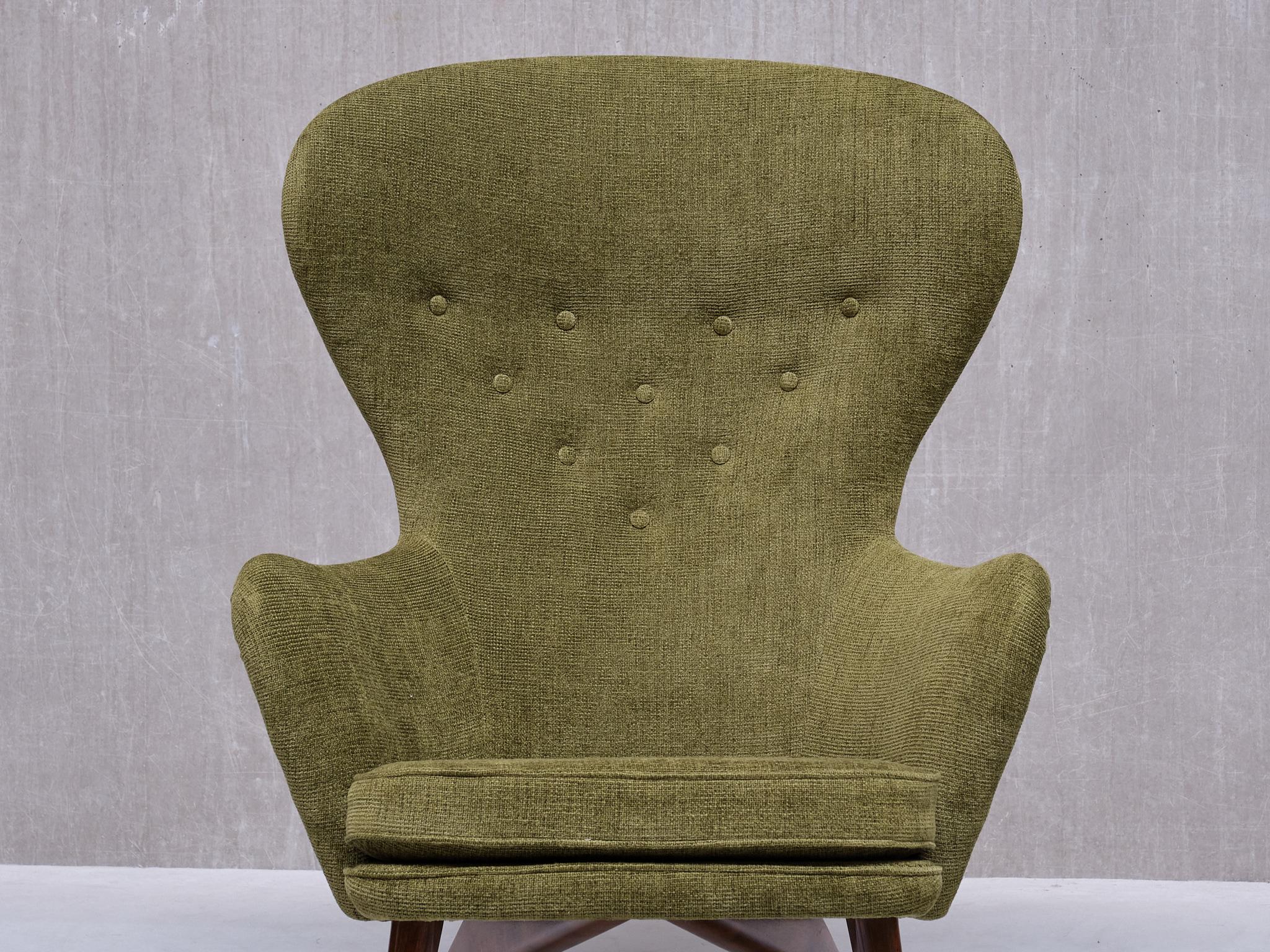 Carl-Gustav Hiort Af Ornäs Armchair in Green Chenille and Birch ...