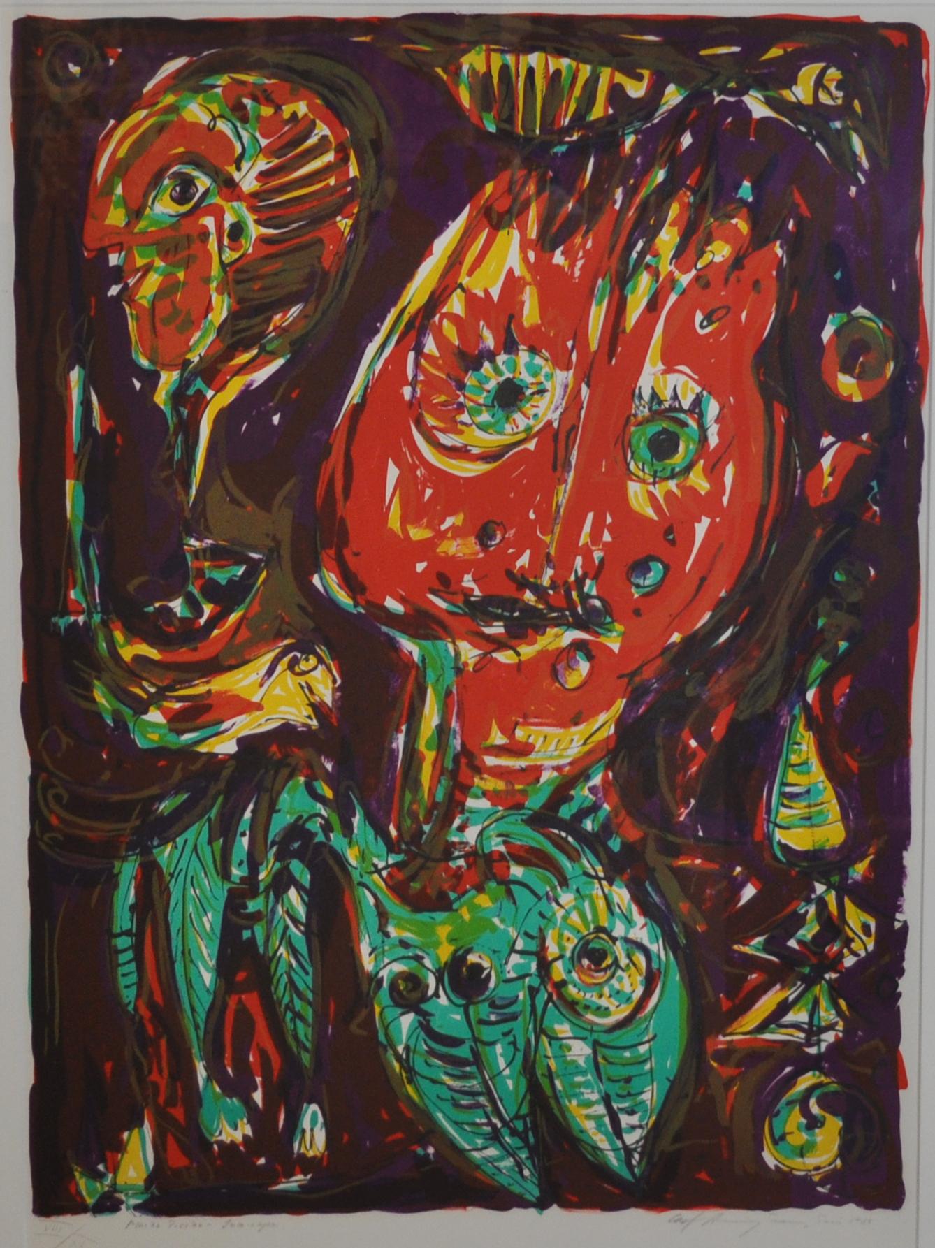 Carl-Henning Pedersen - Scandinavian Abstract Lithograph from the CoBra ...