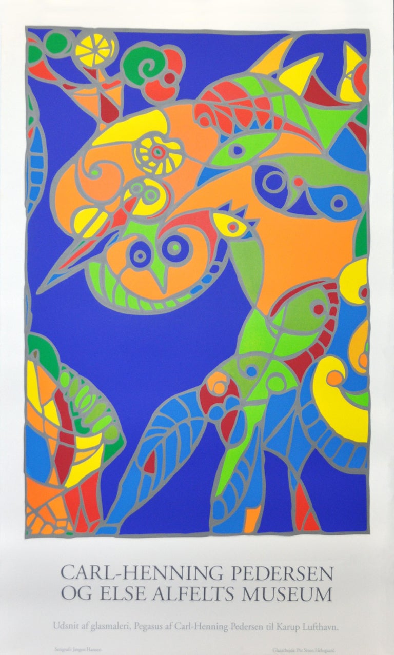 Carl Henning Pedersen Large Danish Abstract Cobra Screen Print Pegasus For Sale At 1stdibs