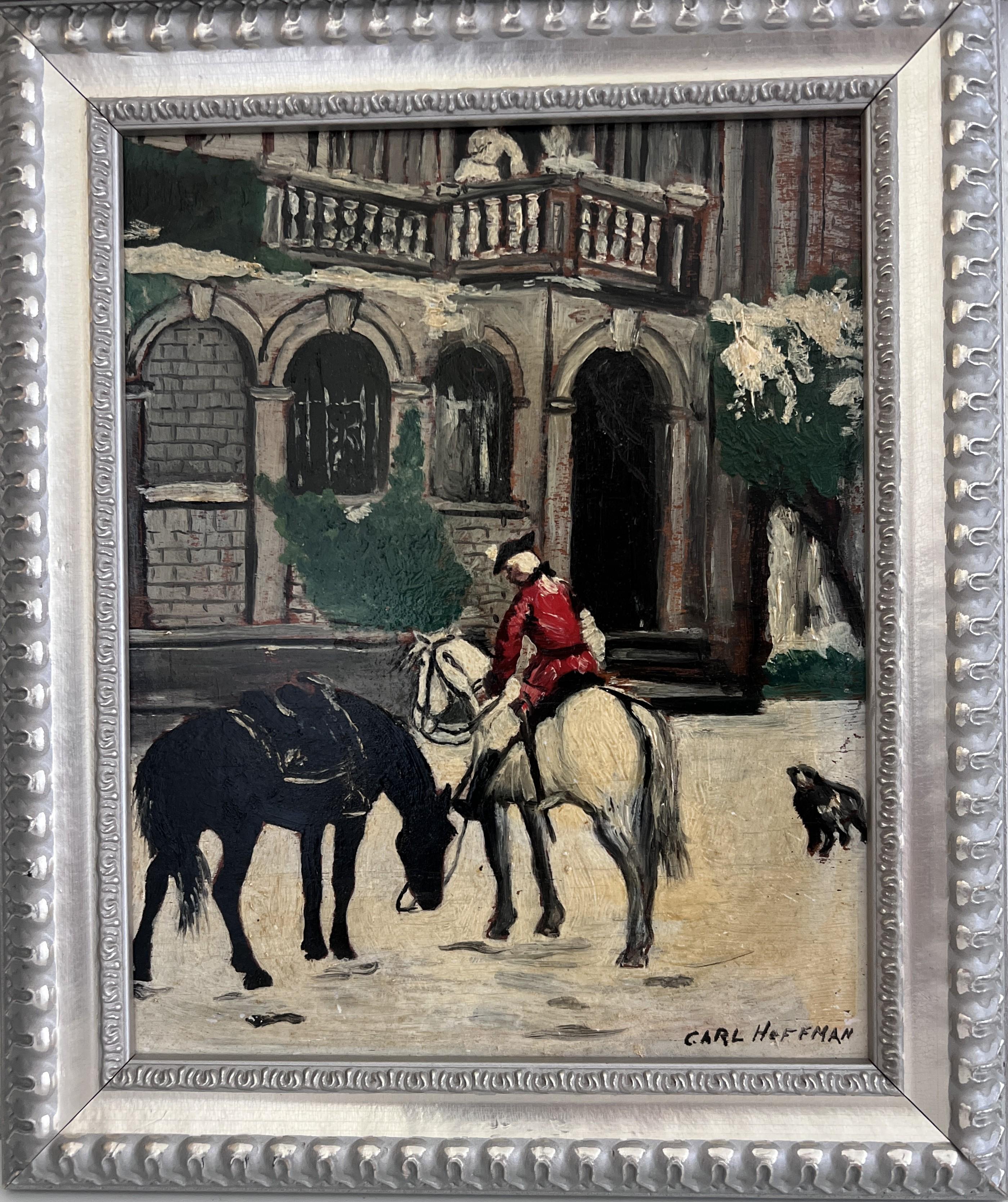 Carl Hoffman - Carl Hoffman Original Oil Painting Horse Rider Dog ...