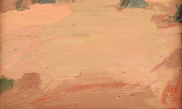 Carl Johan Damm, Listed Swedish Artist, Oil on Board, Modernist Landscape For Sale at 1stDibs