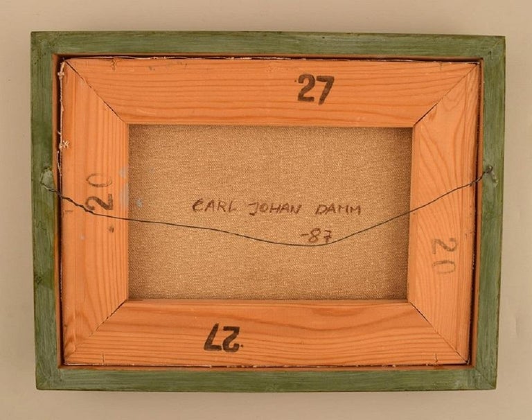 Carl Johan Damm, Listed Swedish Artist, Oil on Board, Modernist Landscape For Sale at 1stDibs