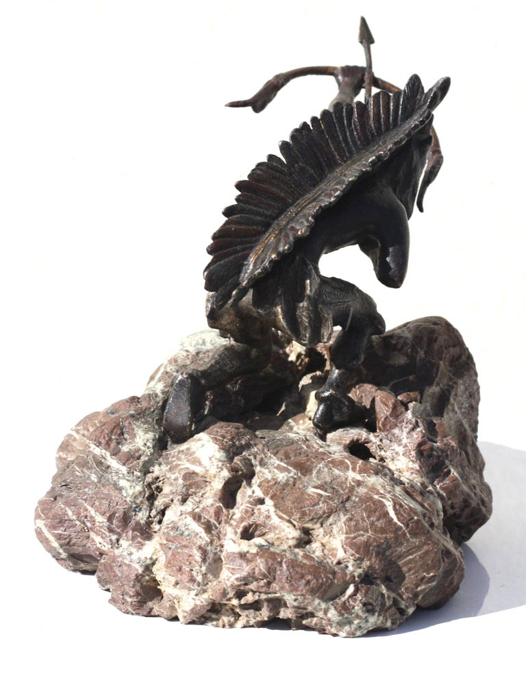 Carl Kauba "Indian with Bow and Arrow", Signed Kauba For Sale at 1stDibs