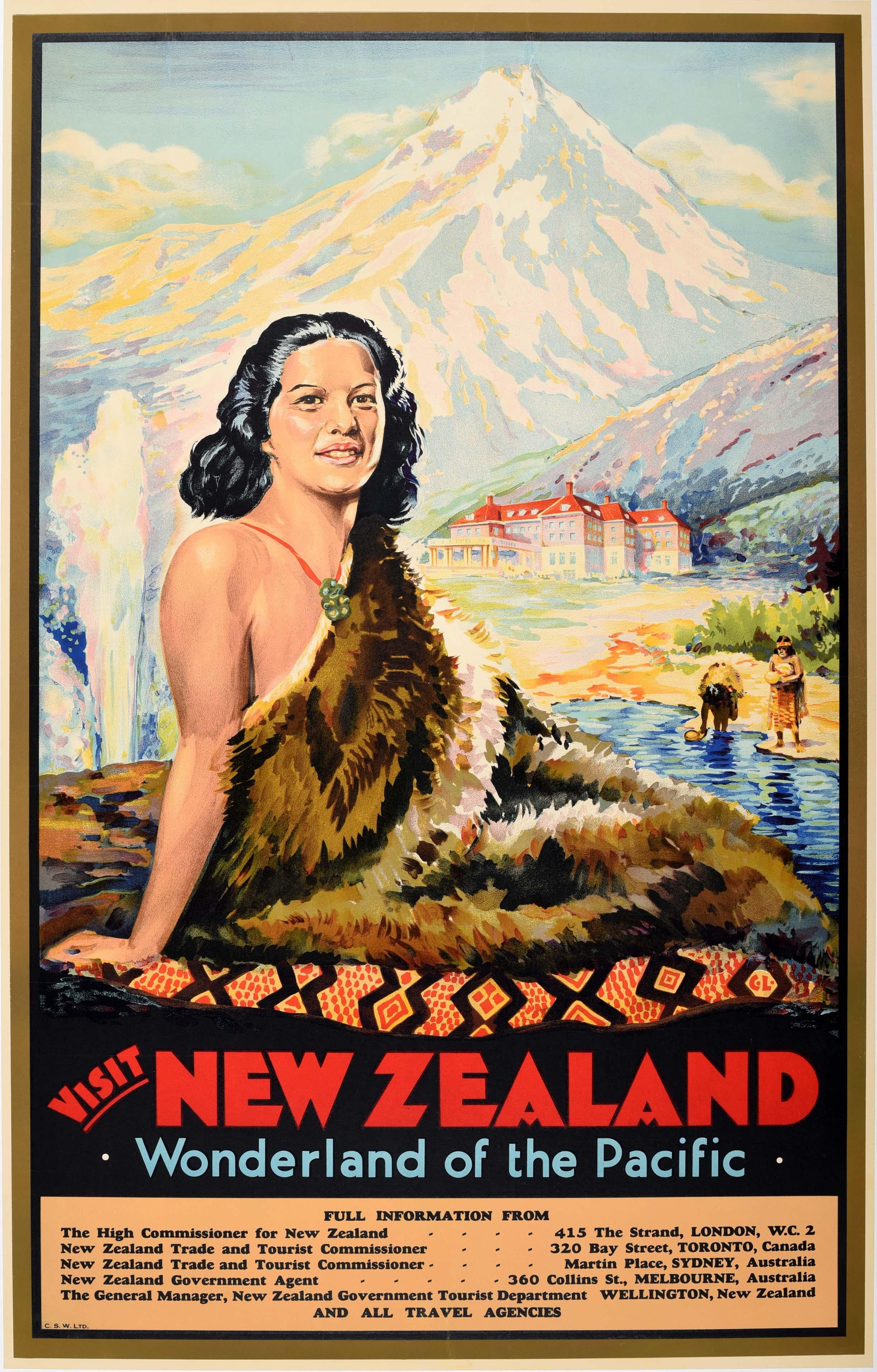 Carl Laugesen - Original Vintage Poster New Zealand Wonderland Of The ...