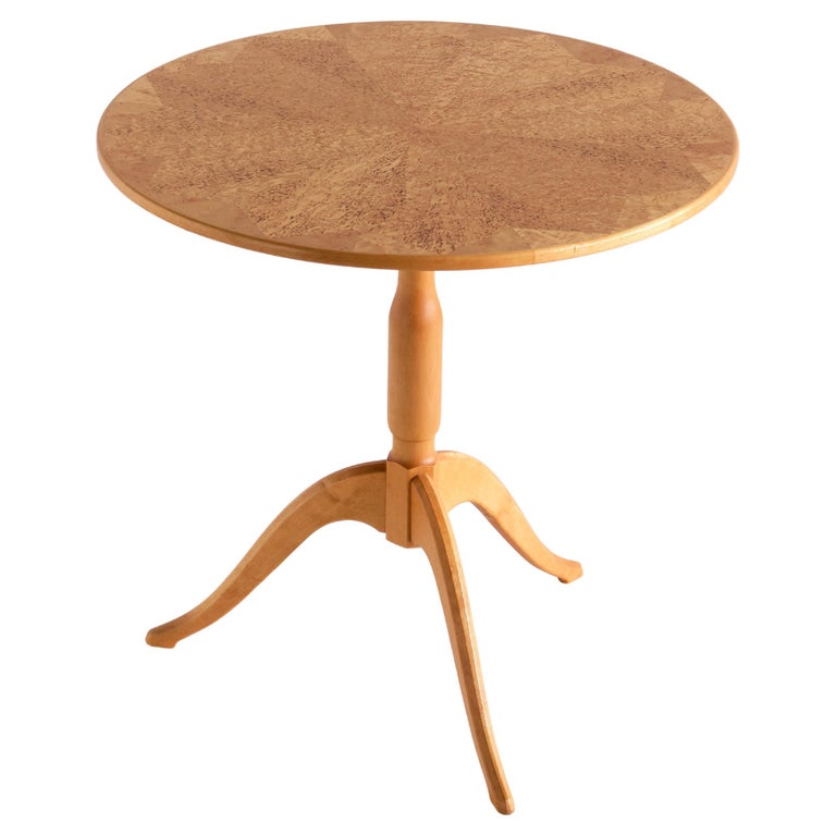 Carl Malmsten 'Berg' Three Legged Side Table in Masur Birch, Sweden ...