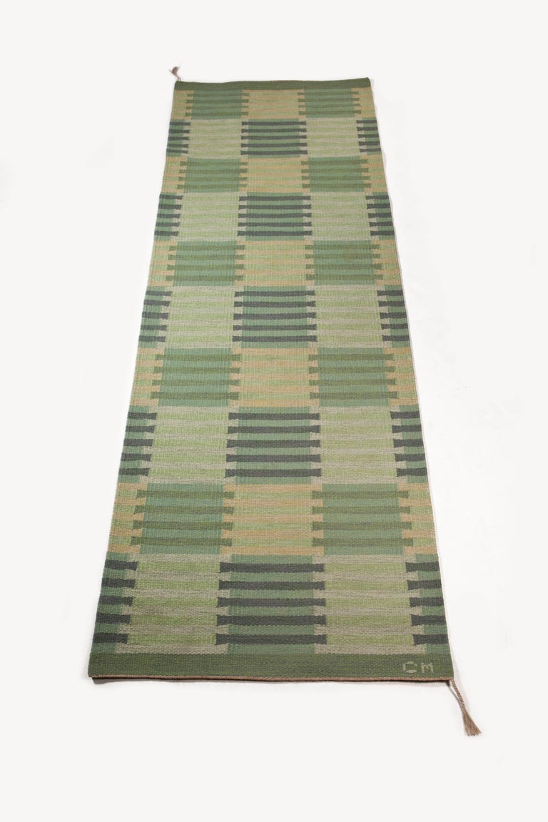 Carl Malmsten Swedish Flat Weave “Capellagården” Runner, Sweden 1960's For Sale at 1stDibs
