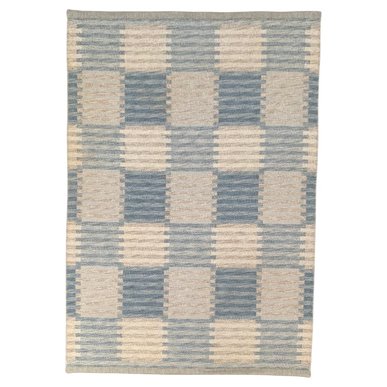Carl Malmsten, Swedish Geometric Pattern Wool Rug, Blue/Grey ...