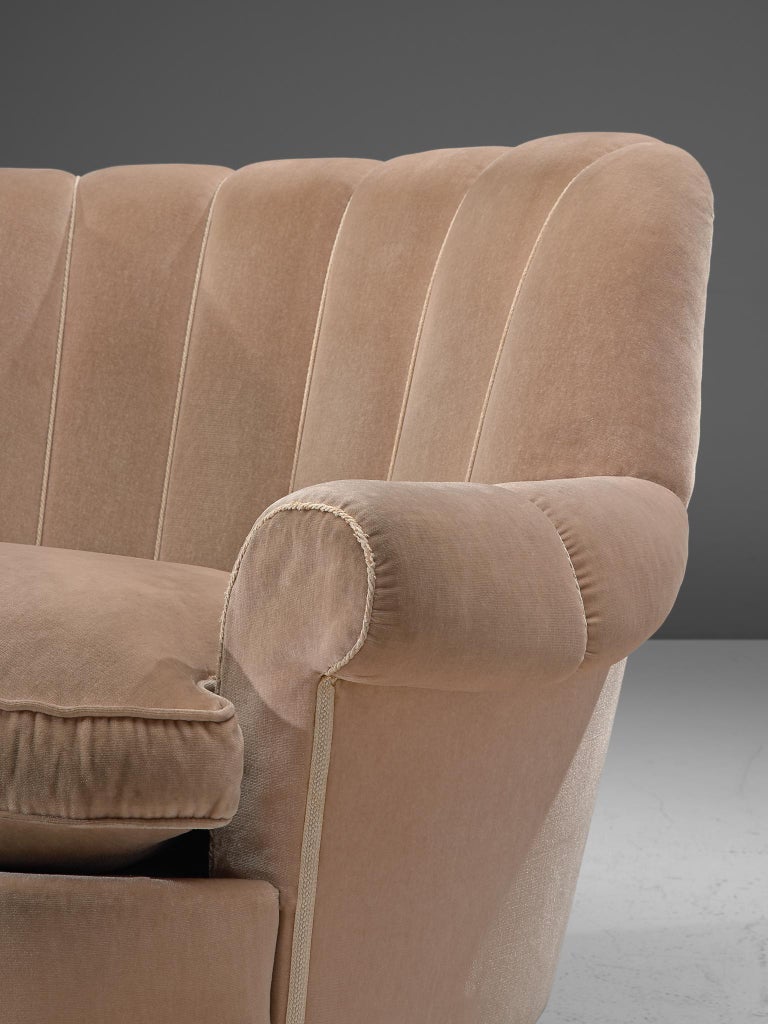 Carl Malsten Pair of "Redet" Easy Chairs in Soft Beige Velvet For Sale ...