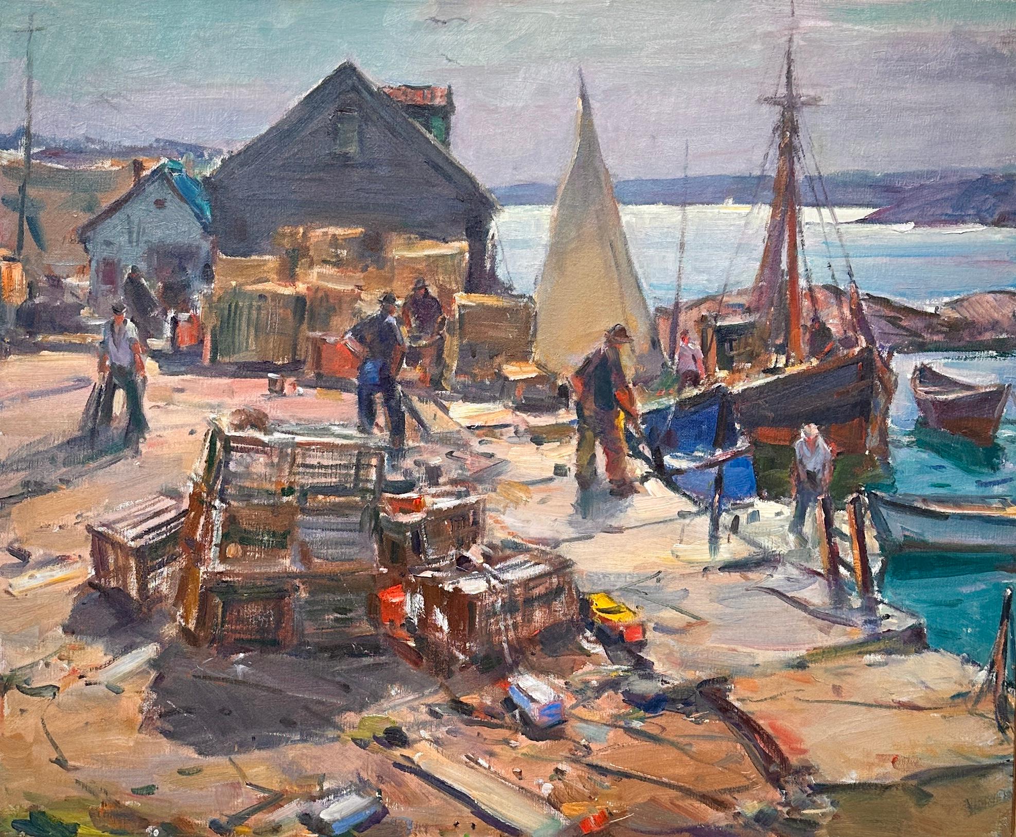Carl Peters - Carl W. Peters "Joe the Lobstermen" Seascape Pigeon Cove ...