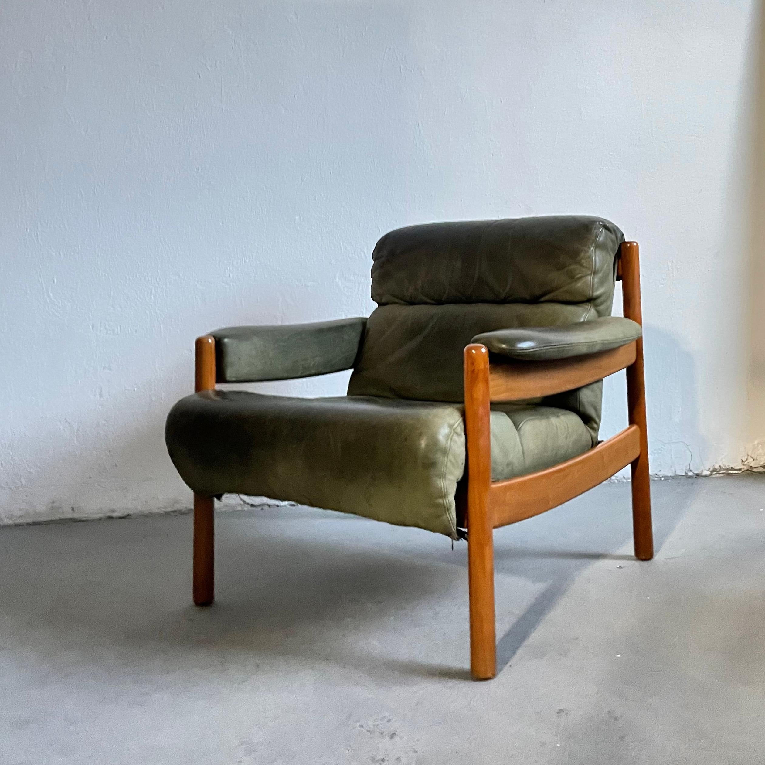 Carl Straub Mid-Century Scandinavian Design Lounge Chair in Green ...