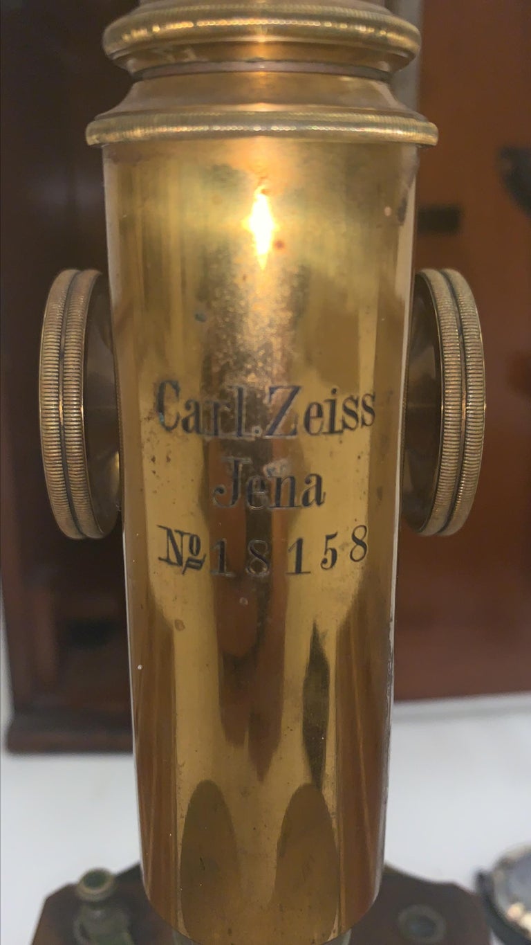 Carl Zeiss Stand IV Brass Continental Microscope W/ Case and Slides ...