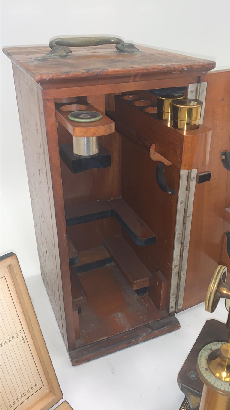Carl Zeiss Stand IV Brass Continental Microscope W/ Case and Slides ...
