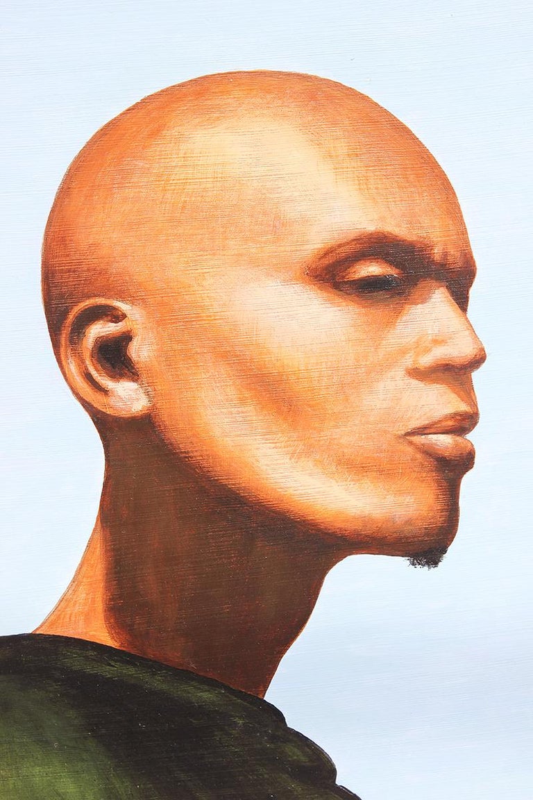 Carla Nickerson-Adams - Green and Blue Abstract Portrait of a Bald Man ...