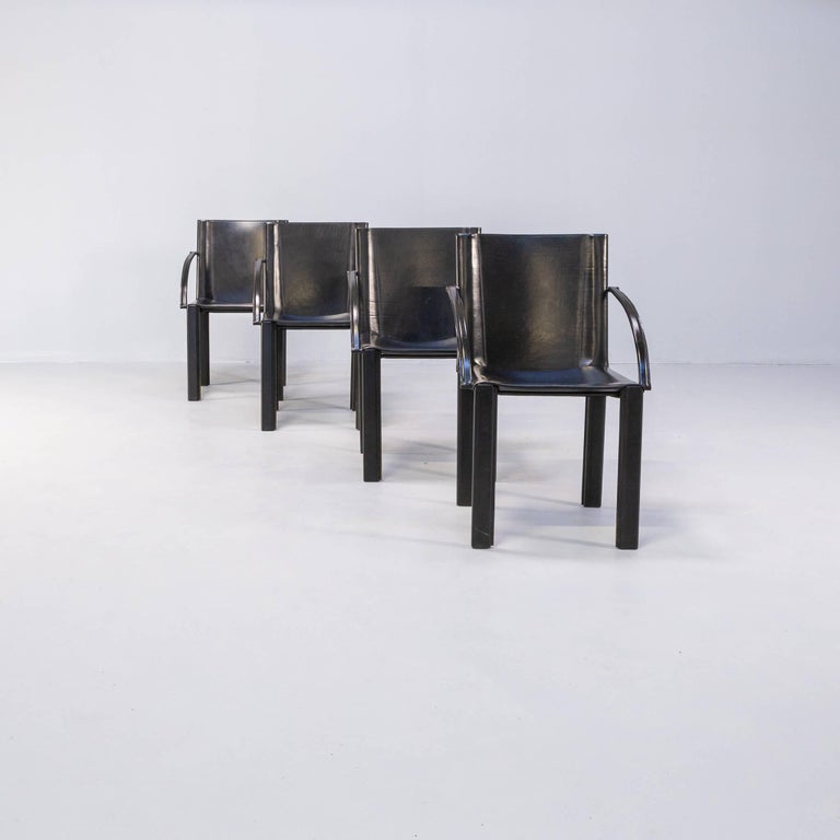 Carlo Bartoli black leather dining chair for Matteo Grassi set/4 For ...