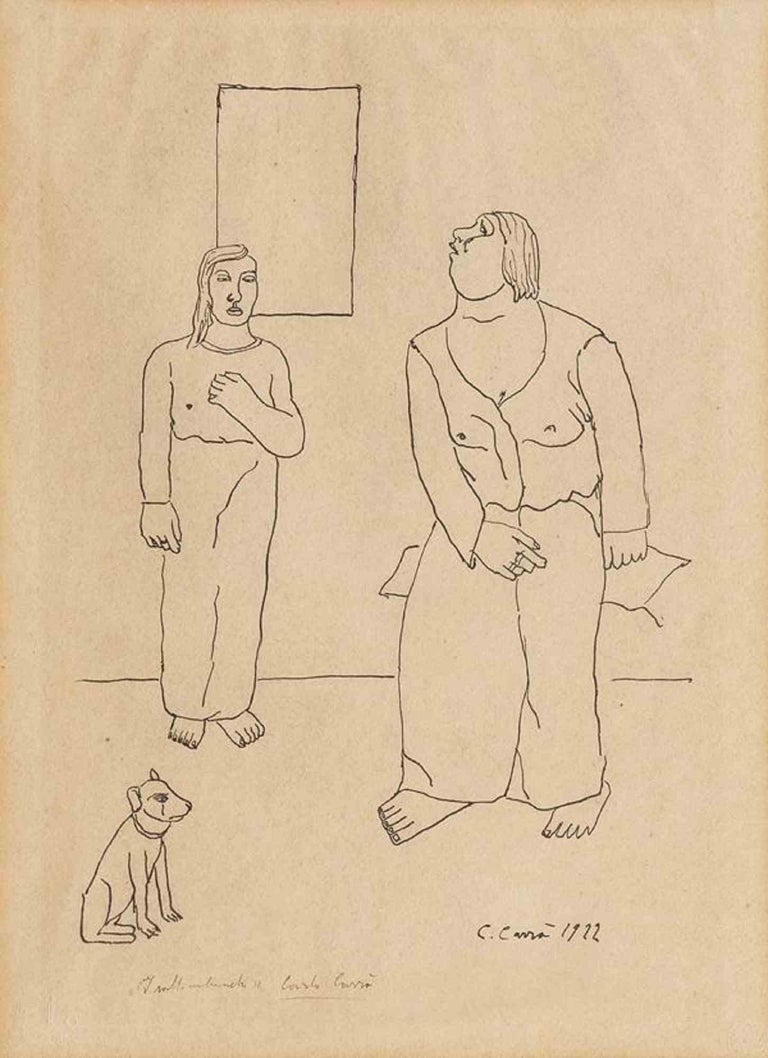 Carlo Carrà - The Acrobats -Lithograph by Carlo Carrà - 1922 For Sale ...
