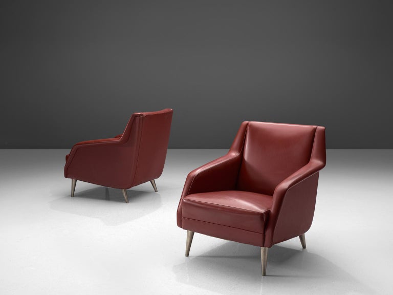Carlo de Carli Classic Red Lounge Chairs For Sale at 1stDibs