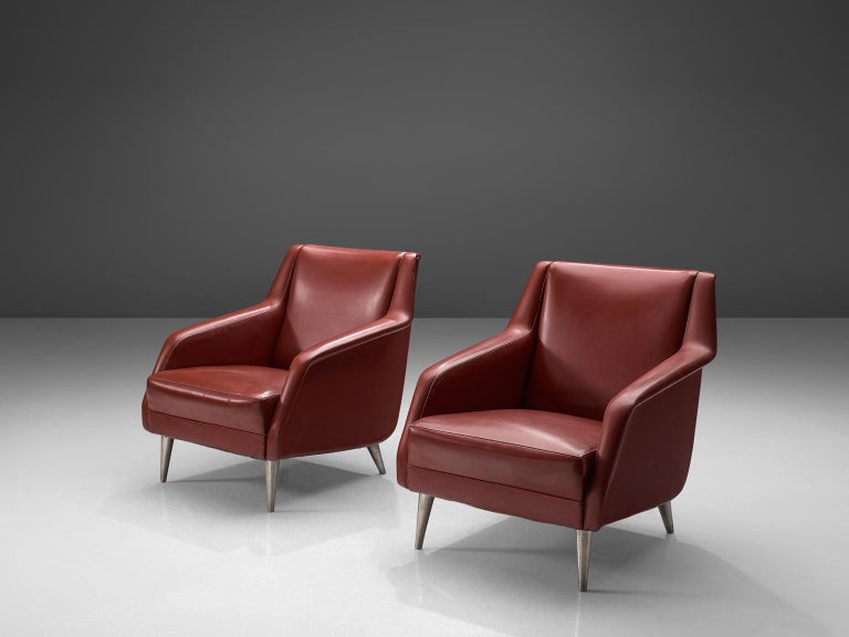 Carlo de Carli Classic Red Lounge Chairs For Sale at 1stDibs