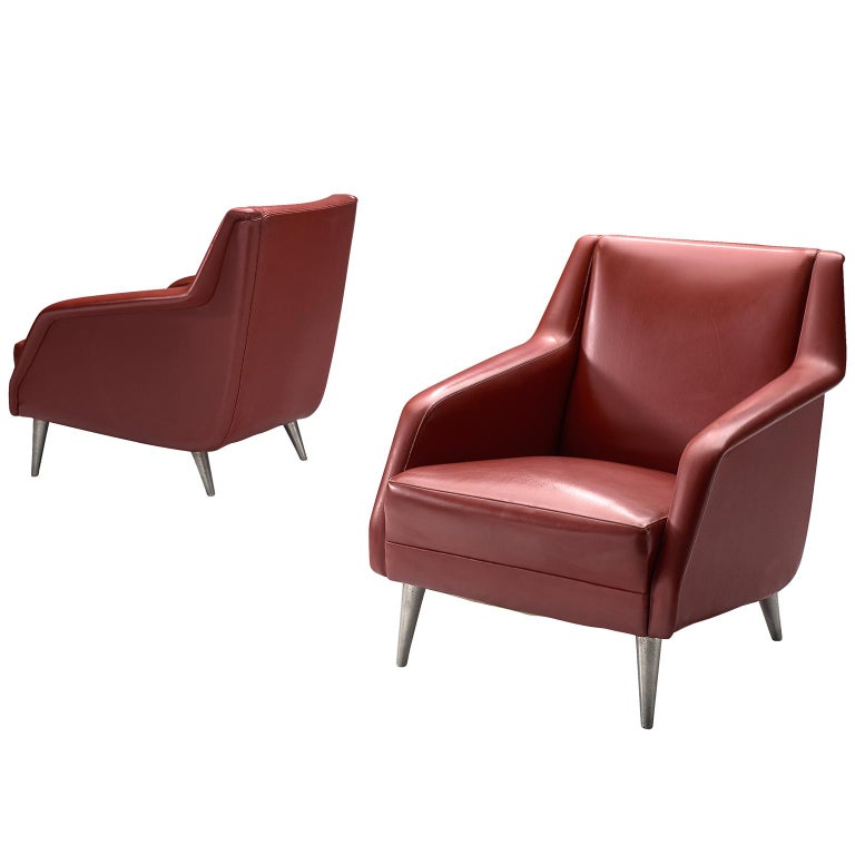 Carlo de Carli Classic Red Lounge Chairs For Sale at 1stDibs